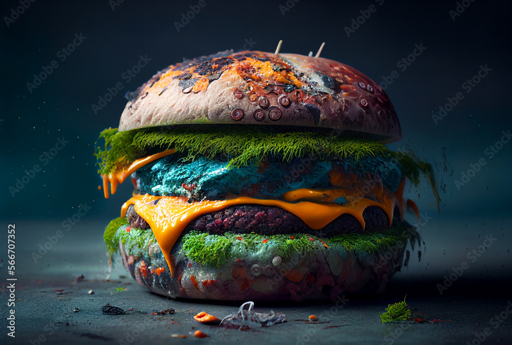 Mold Burger, Cheeseburger AI Generative Illustration. Silicone Mold ...