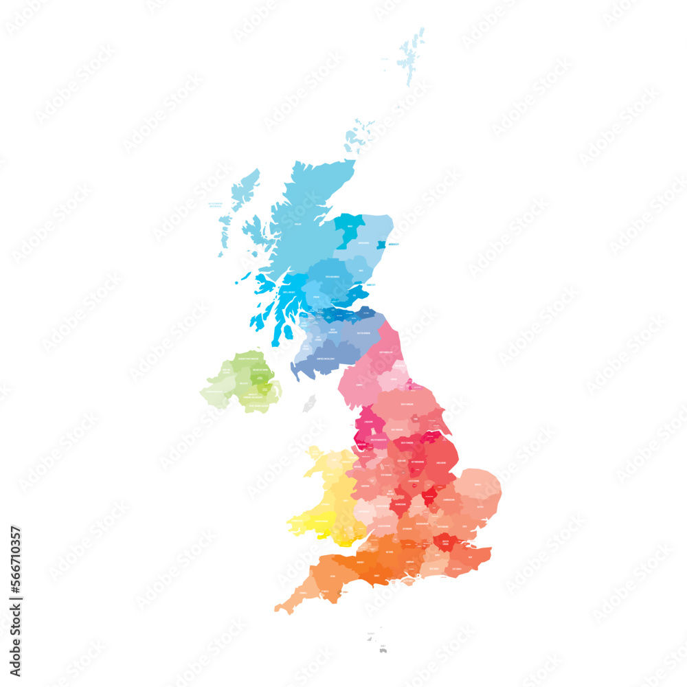 UK political map of administrative divisions Stock Vector | Adobe Stock