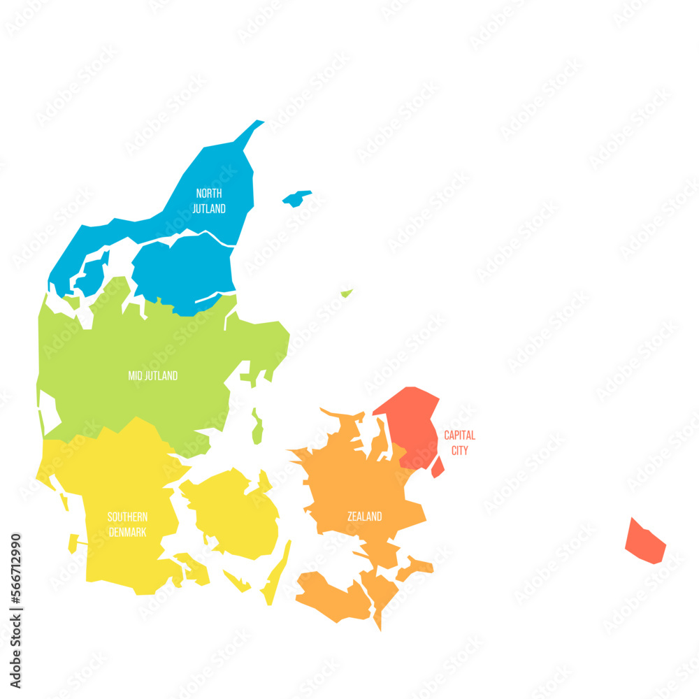 Denmark political map of administrative divisions Stock Vector | Adobe ...