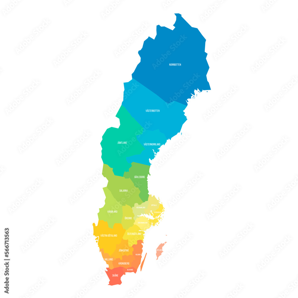 Sweden political map of administrative divisions Stock Vector | Adobe Stock