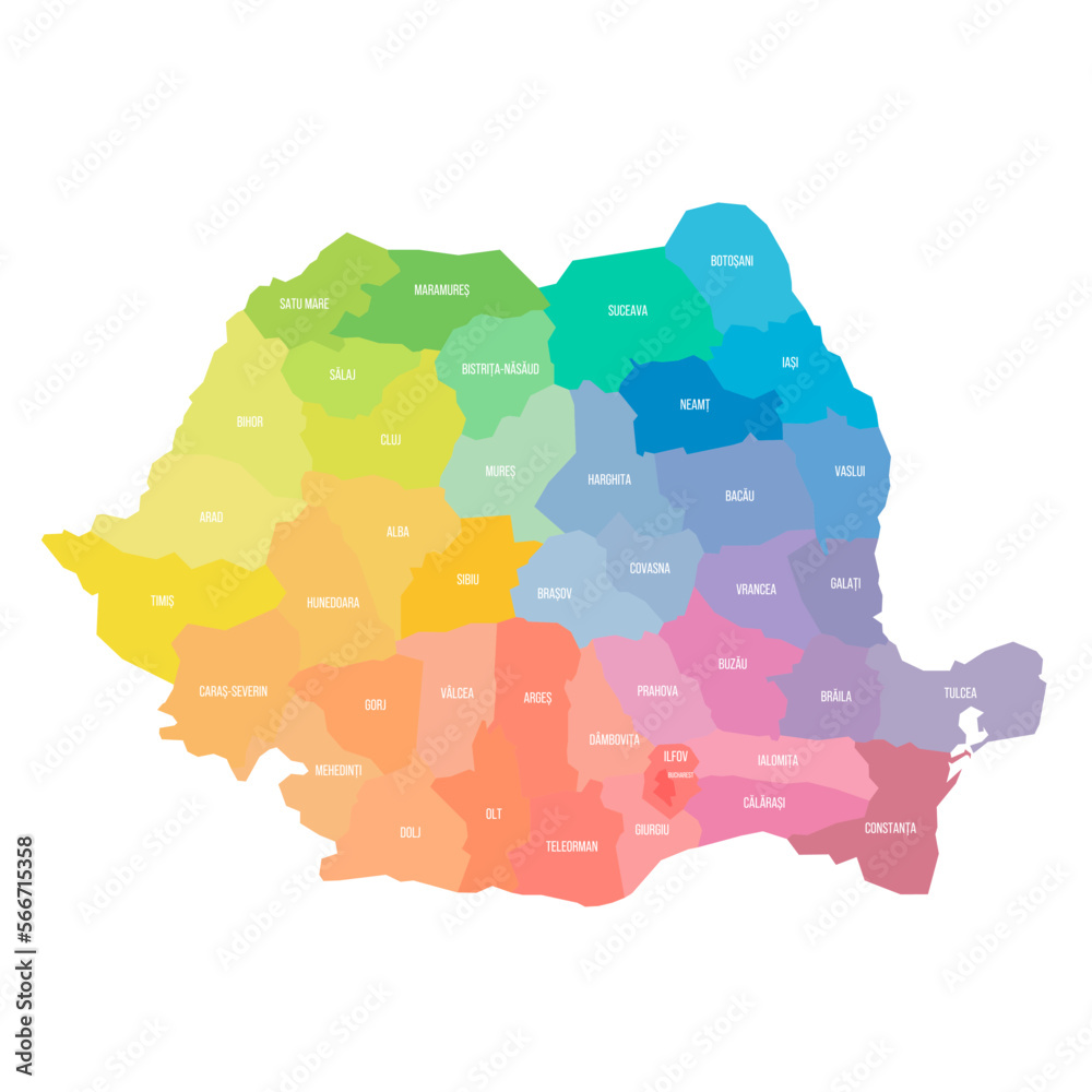 Romania political map of administrative divisions Stock Vector | Adobe ...