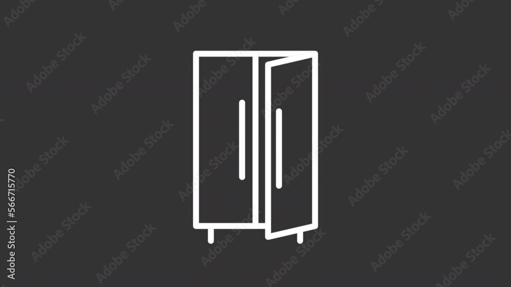 Animated wardrobe white line icon. Storage for clothes. Homeware. Loop ...