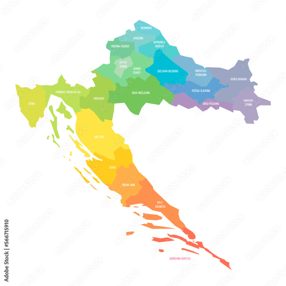 Croatia political map of administrative divisions Stock Vector | Adobe ...