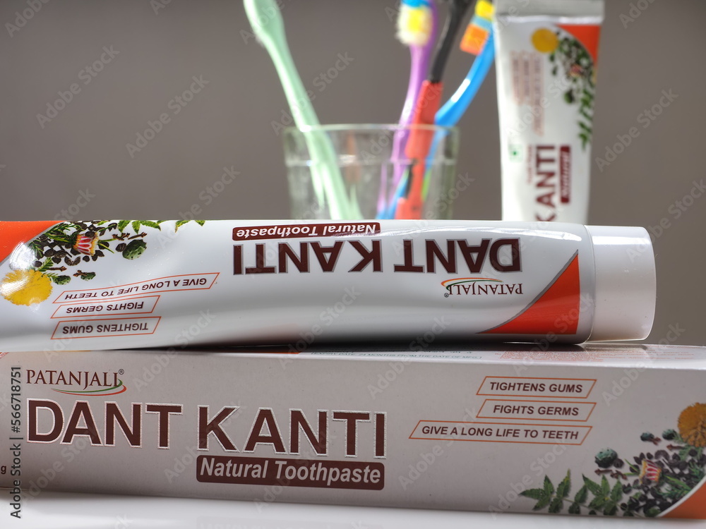 Dant Kanti toothpaste made in India. Patanjali brand packaging Stock ...