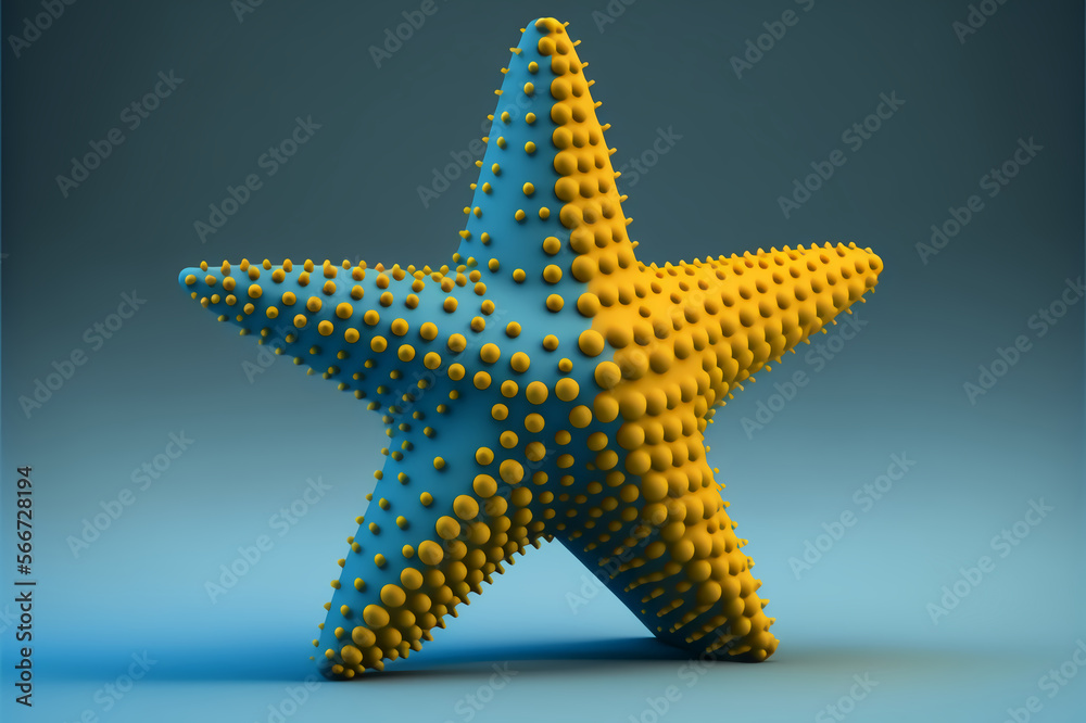 Generative AI yellow and blue starfish drawing with blue background ...