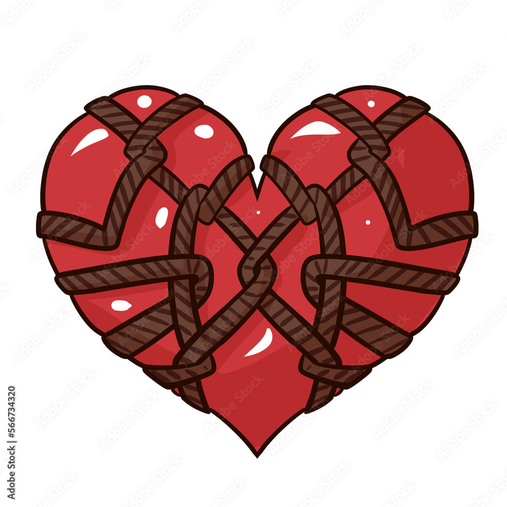 Heart Tied Up In Rope Stock Illustration | Adobe Stock