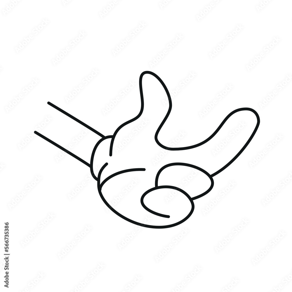 cartoon hands. Comic arms with fingers outline various gestures ...