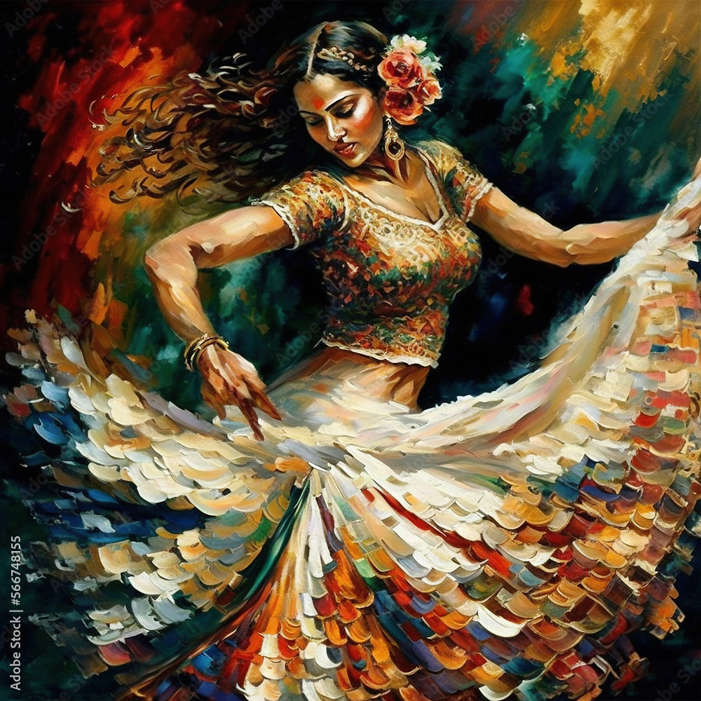 girl dancer indian painting Generative AI Beautiful Kathak Dance ...