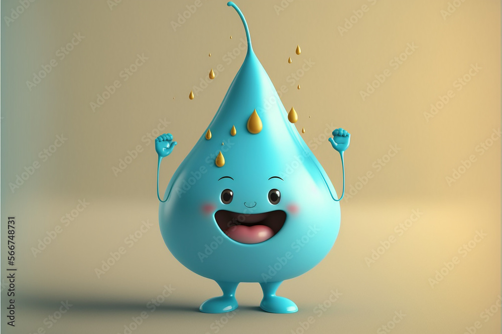 gota de água feliz caricatura ilustração fofa Stock Illustration ...