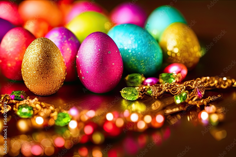 High-Resolution Image of a Luxurious Easter Eggs with Gems and Golden ...