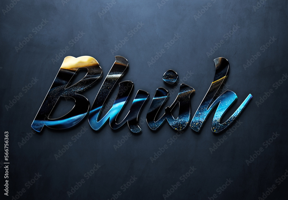 Glossy Reflective Text Effect with Blue and Gold Colors Mockup Stock ...