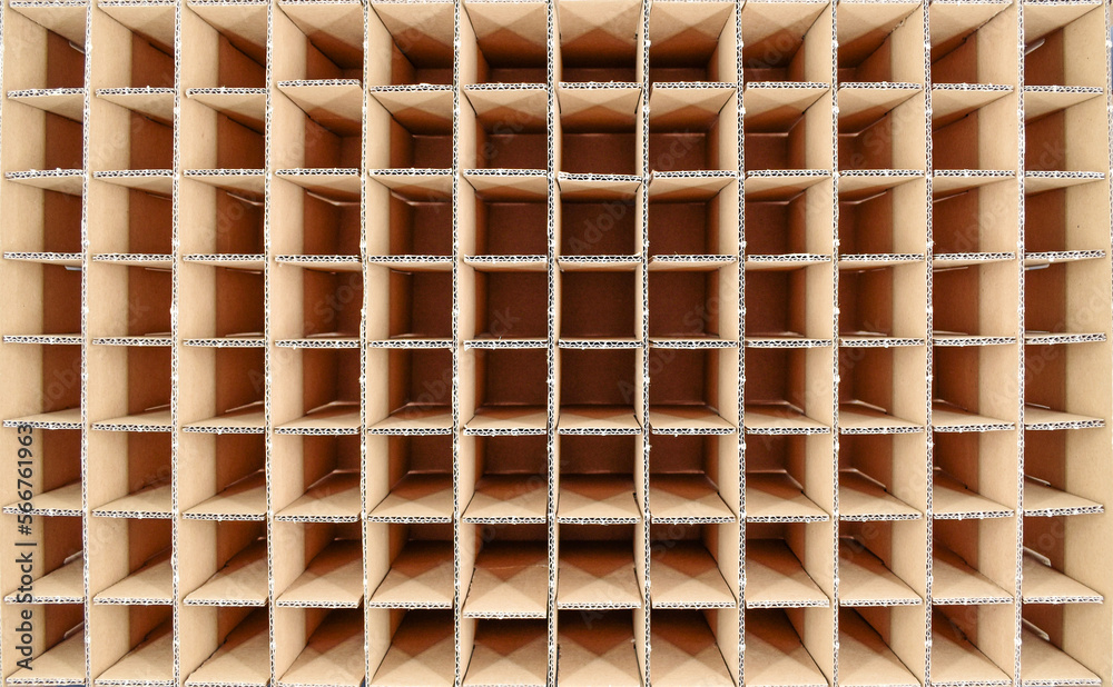 Cardboard packaging. Cellular structure made of cardboard. Interesting ...