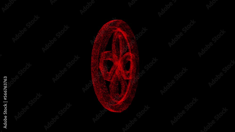 3d Beautiful Flower Pattern Rotates On Black Background Object Dissolved Red Flickering