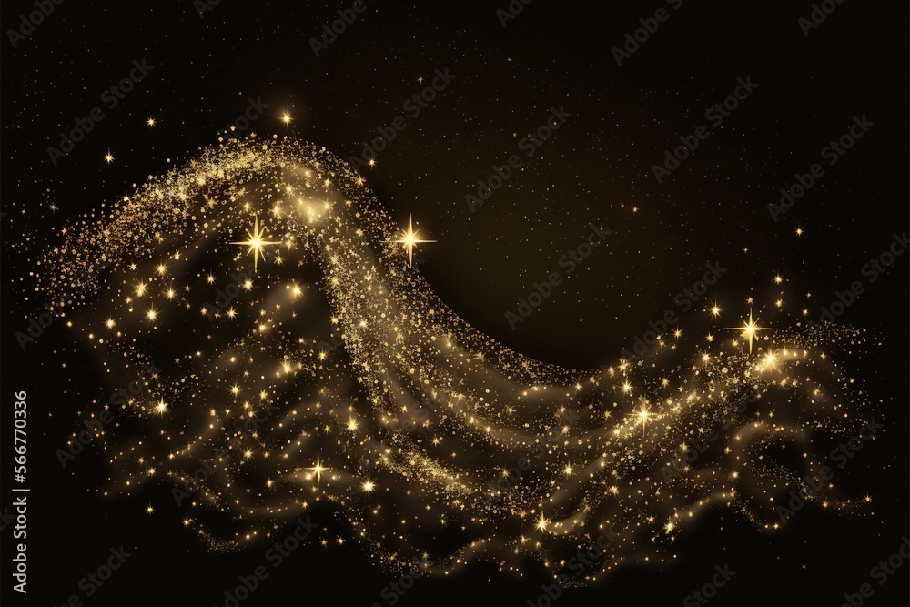 a golden wave with stars on a black background with a black background ...