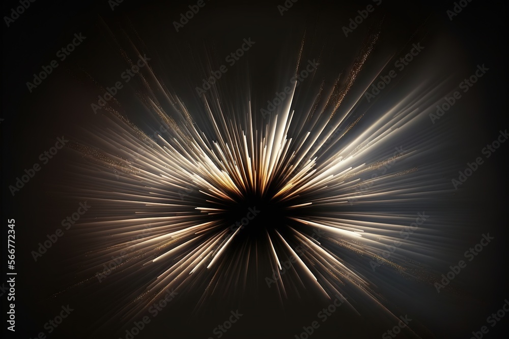 a black and white photo of a burst of light in the middle of the image ...