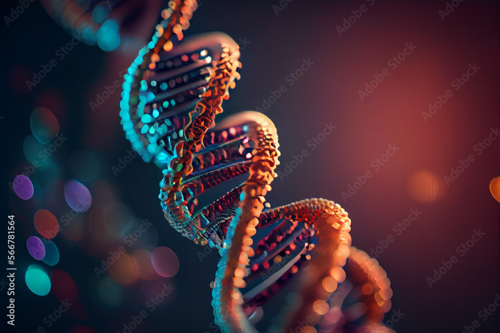 Human DNA strand double helix macro. Created with Generative AI ...
