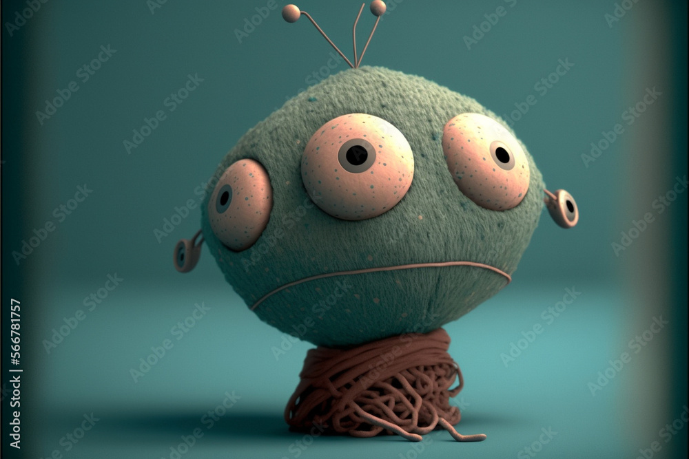 Funny scary and cute 3d puppet character marionette. Sinister and grin ...