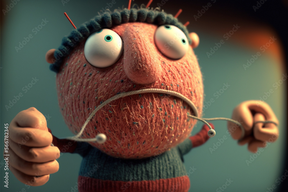 Funny scary and cute 3d puppet character marionette. Sinister and grin ...