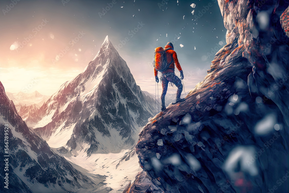 Bergsteiger in den Bergen Alpen Mountain Digital Art Abstrakte ...