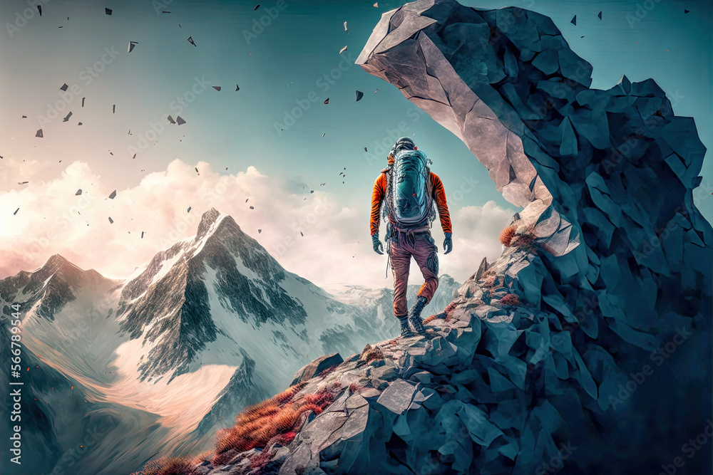 Bergsteiger in den Bergen Alpen Mountain Digital Art Abstrakte ...
