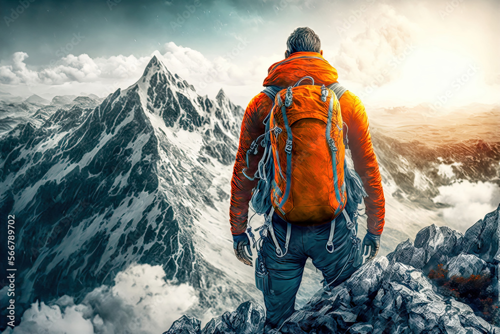 Bergsteiger in den Bergen Alpen Mountain Digital Art Abstrakte ...