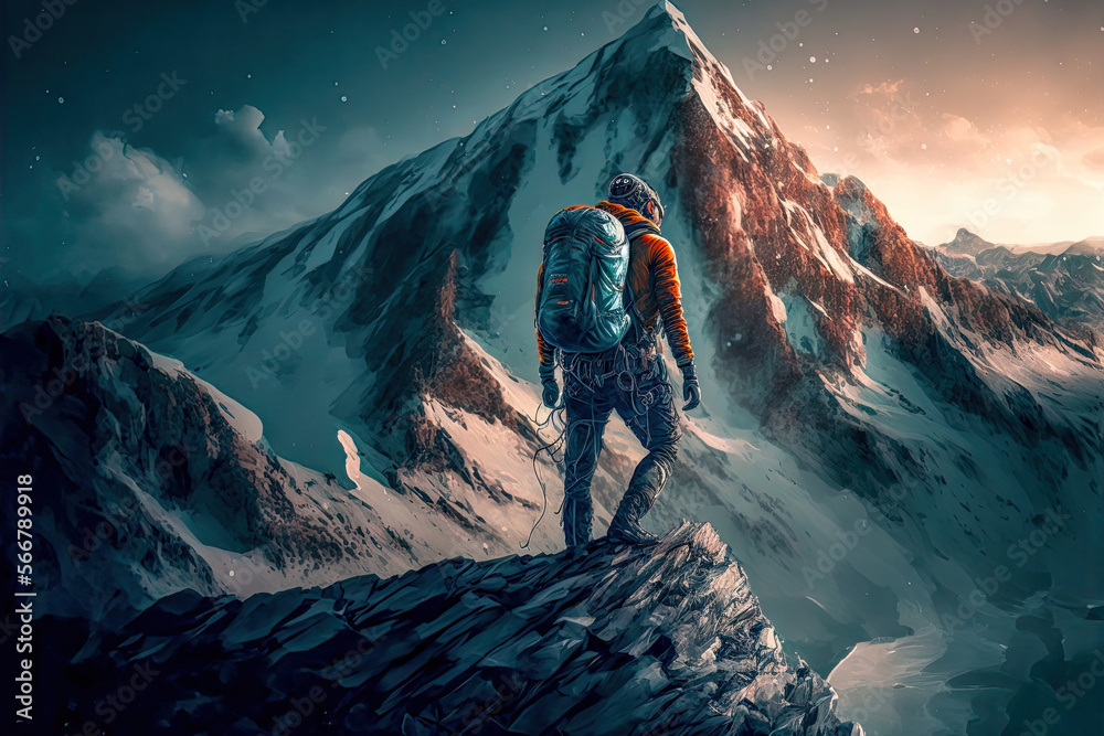 Bergsteiger in den Bergen Alpen Mountain Digital Art Abstrakte ...