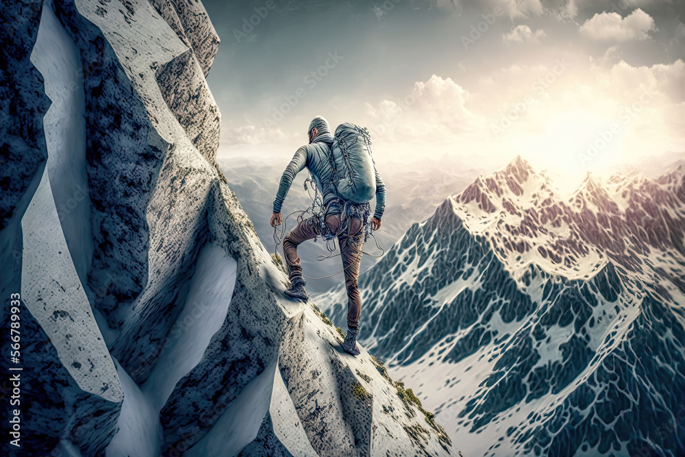 Bergsteiger in den Bergen Alpen Mountain Digital Art Abstrakte ...