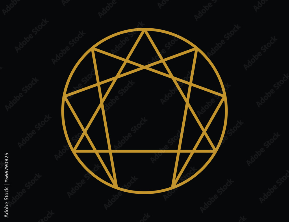 Enneagram symbol is a circle with nine points consists of a triangle ...