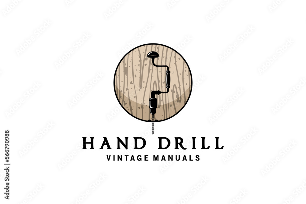 Vintage manual hand drill logo vector illustration symbol design Stock ...