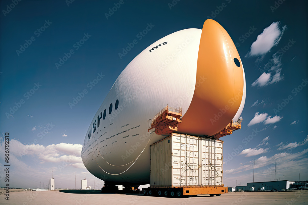 Concept of future cargo airship. Future of air logistics, cargo ...