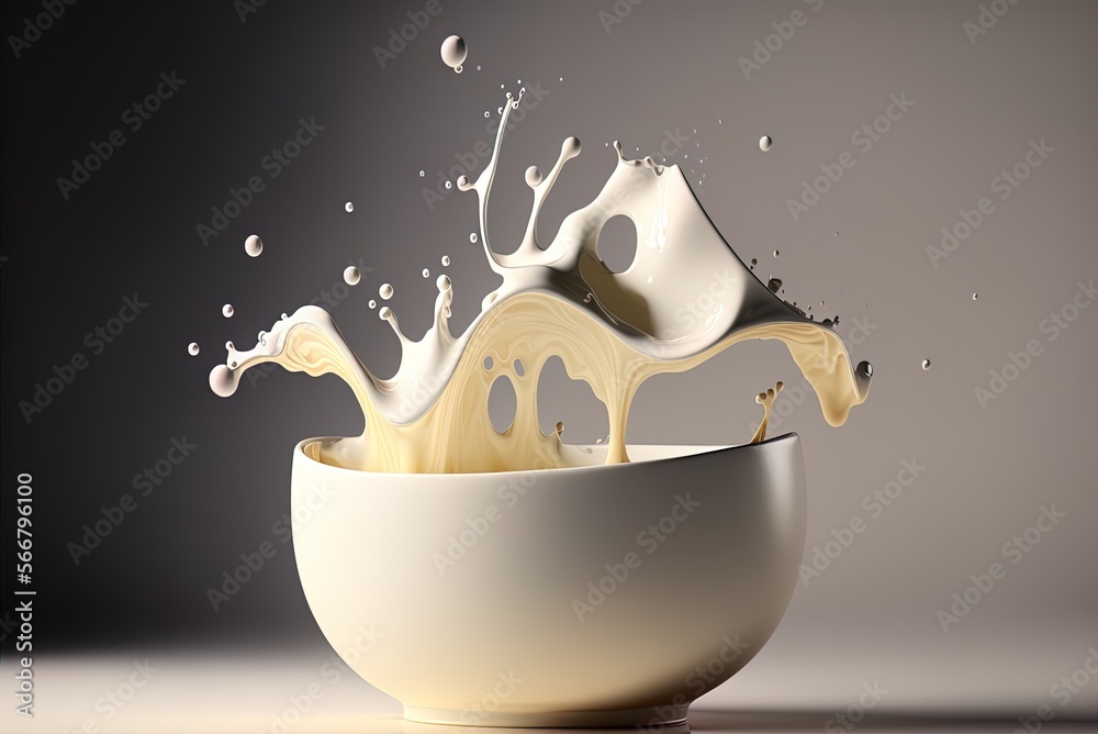 creating a milk splash in a white dish Generative AI Stock Illustration ...