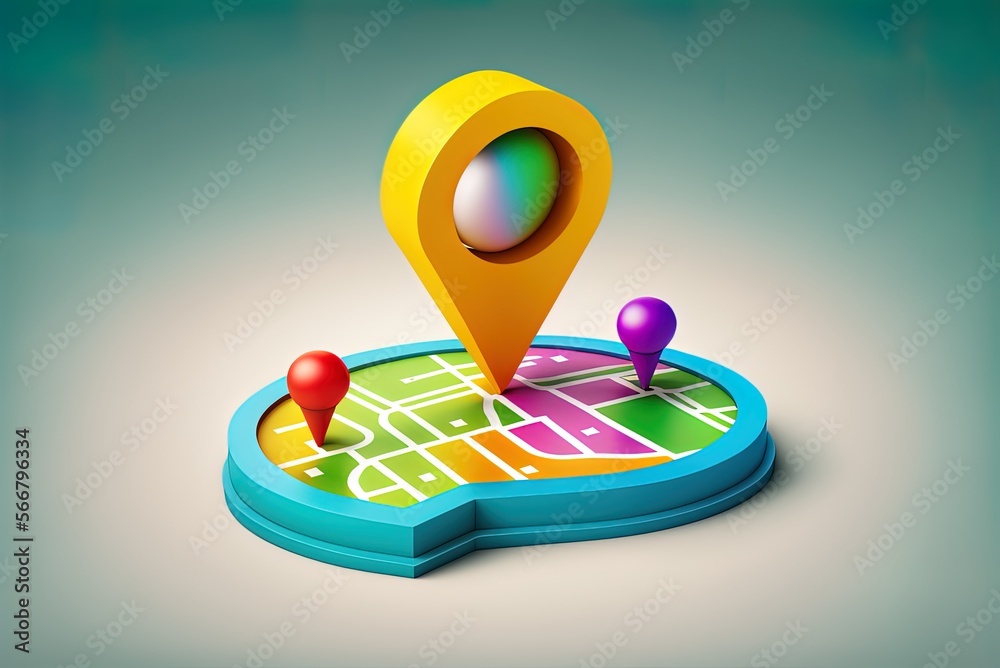 Delivery point on a map representing a specific place, magnifying glass ...