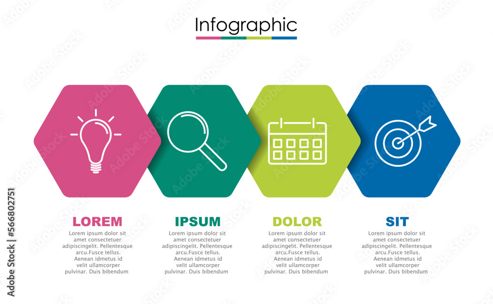 Vector infographic template with four steps or options. Illustration ...