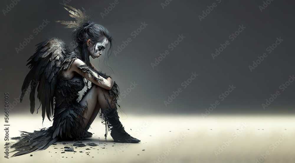 Little burnt fallen angel, an angel who was expelled from heaven. A ...