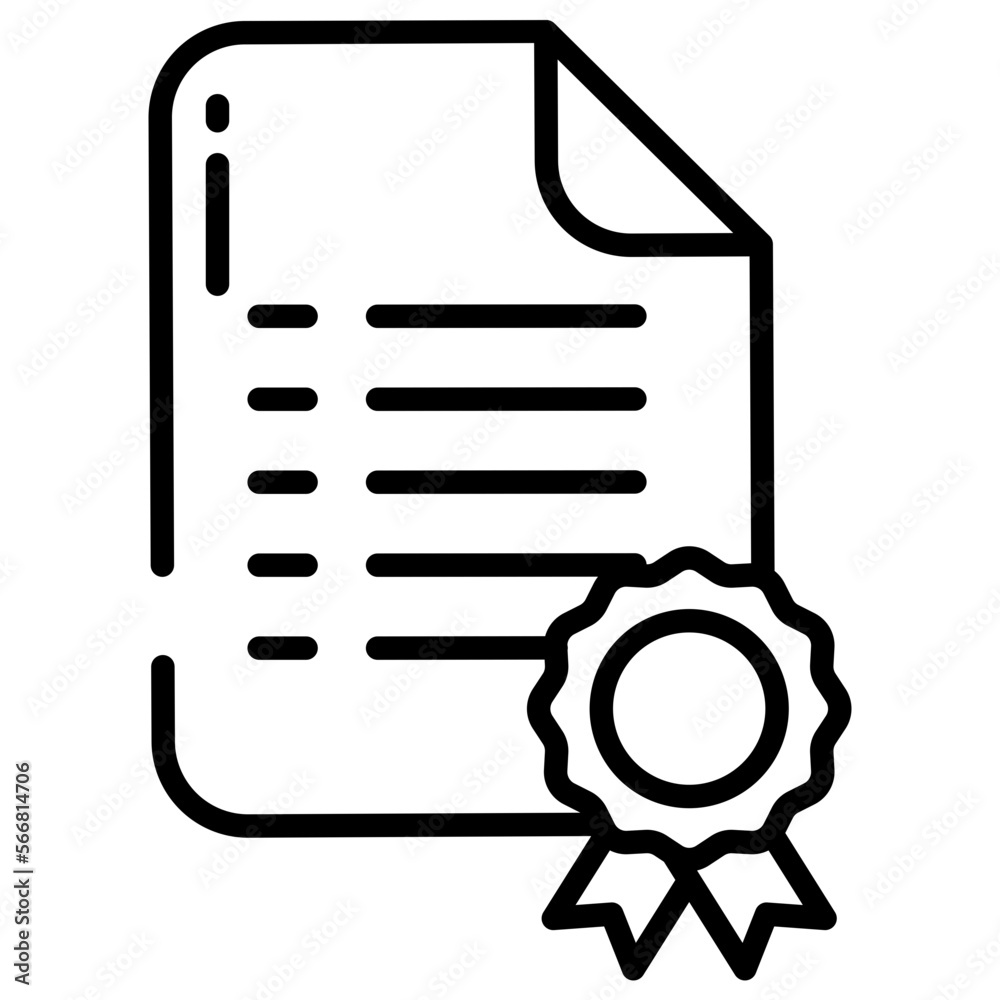 Outlined Diploma document icon Stock Vector | Adobe Stock