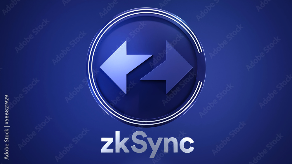 zkSync logo and font in front view. 3D render Stock Illustration ...