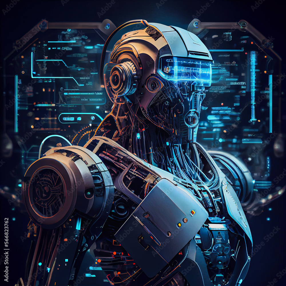 artificial intelligence robot engineer. robot of the future. AI ...