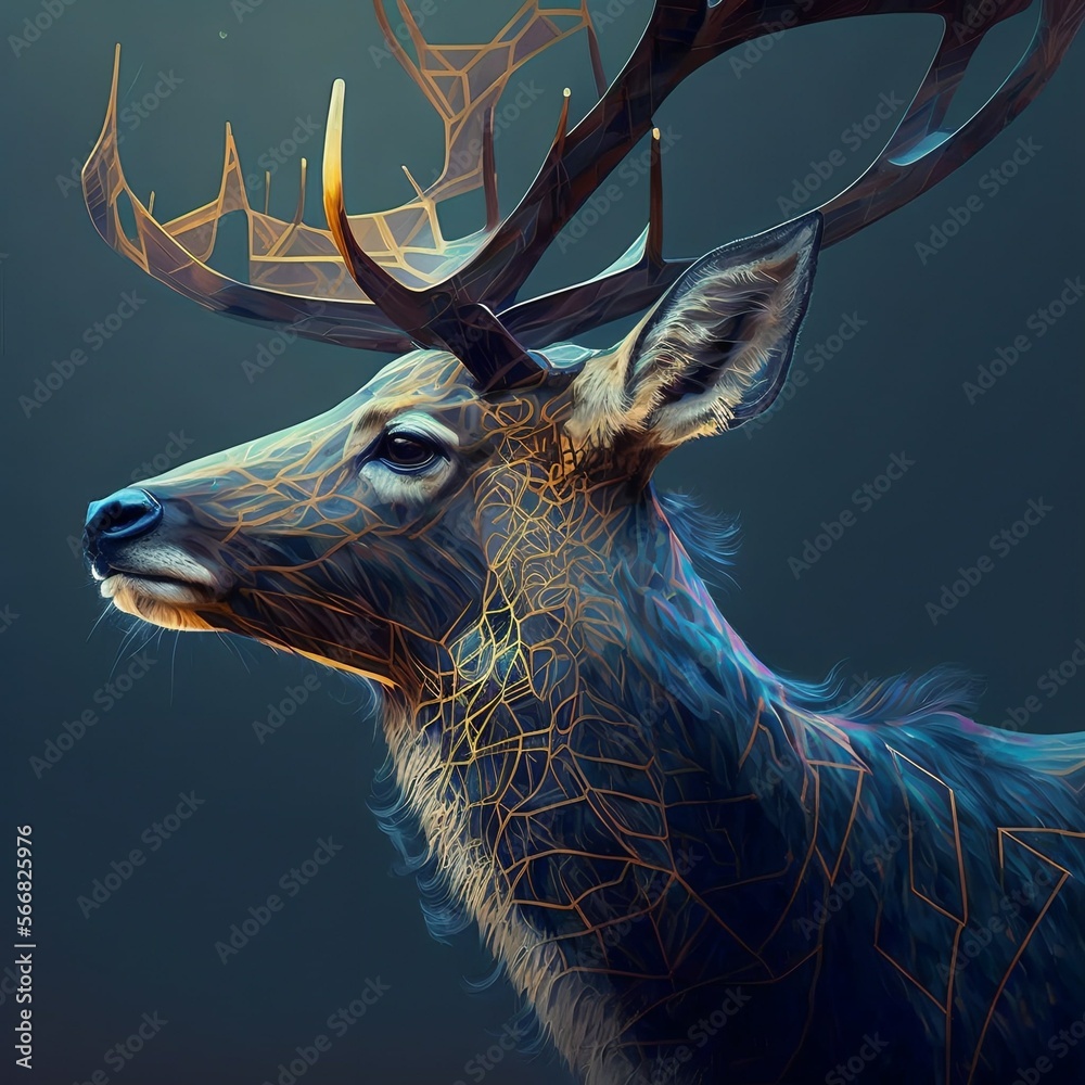 An abstract wall art of a trophy of a deer's head-generative ai | a ...