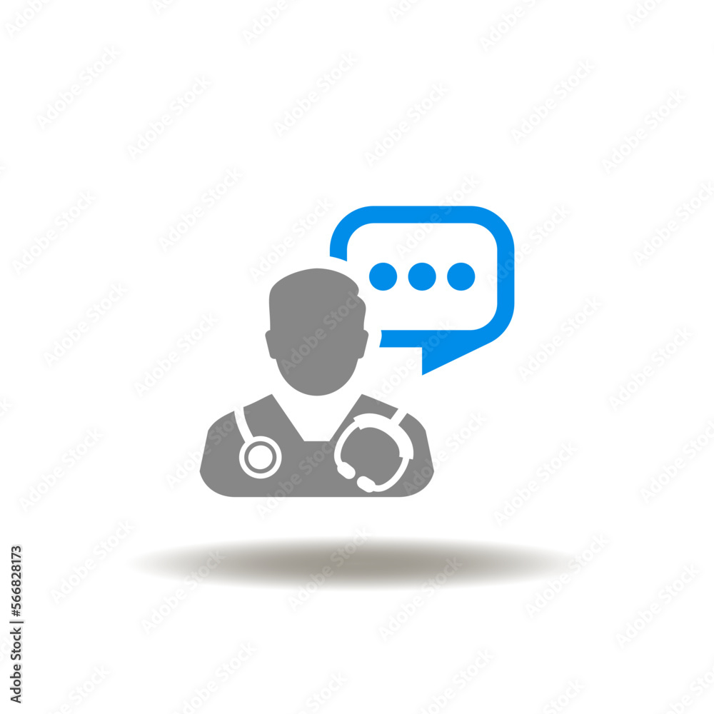 Vector illustration of doctor and speech bubble. Icon of medical ...