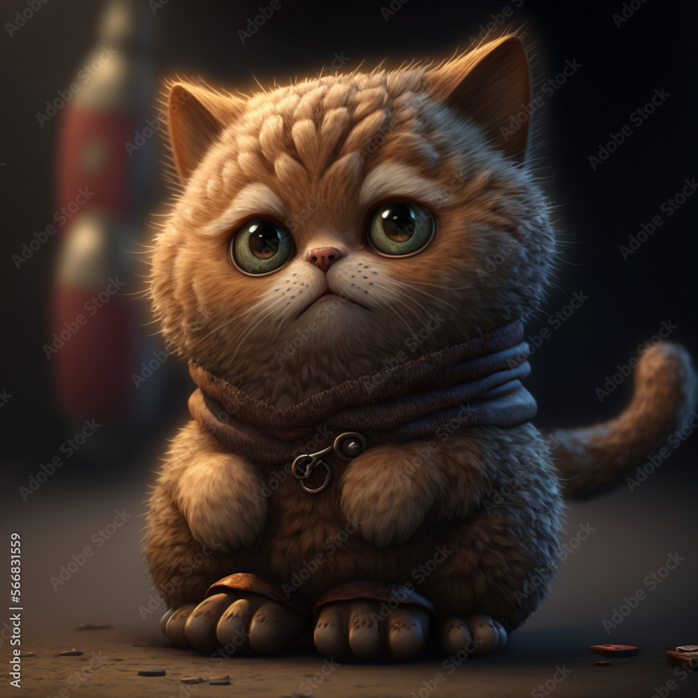 Cute smiling cartoon cat Character, Generative AI. Stock Illustration ...