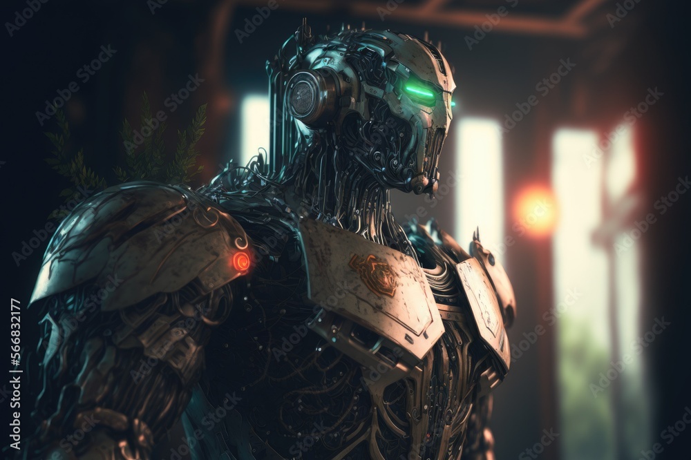 Futuristic human robot hybrid, cyborg armor, android body suit ...