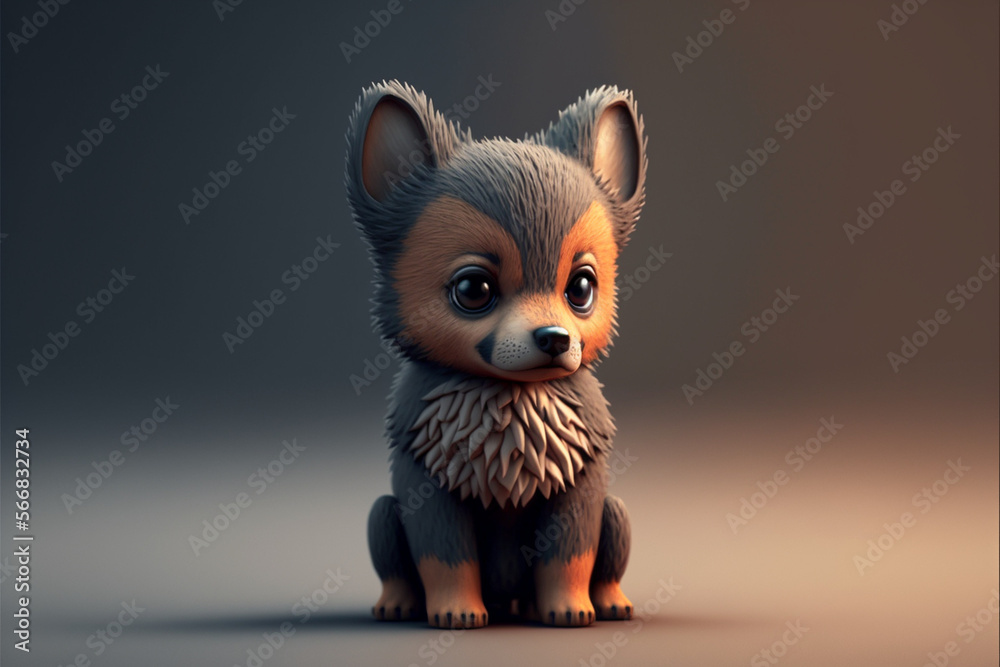 Cute smiling cartoon wolf Character, Generative AI. Stock Illustration ...