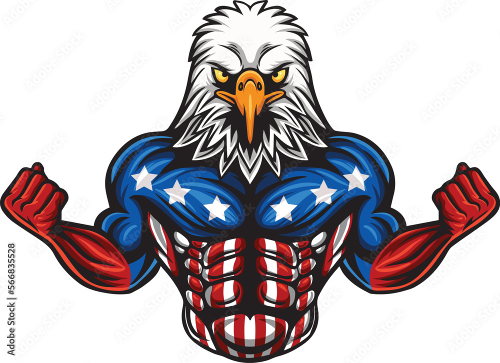 Strong american eagle cartoon character Stock Vector | Adobe Stock