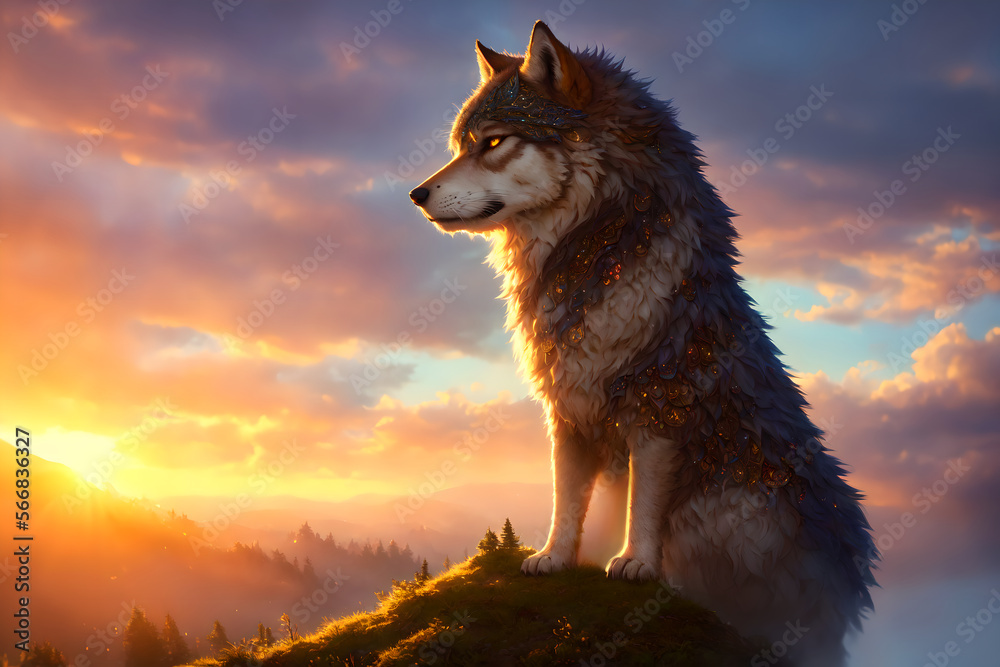 Sun Rays Winter Wolf