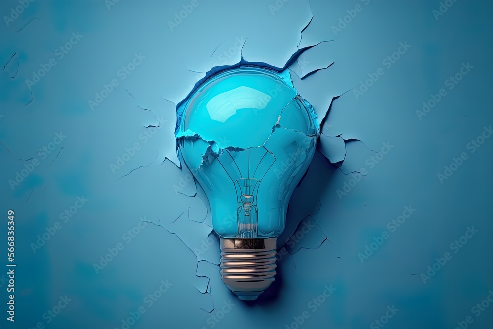 The iconic hue of a broken blue light bulb, complete with a halo of ...