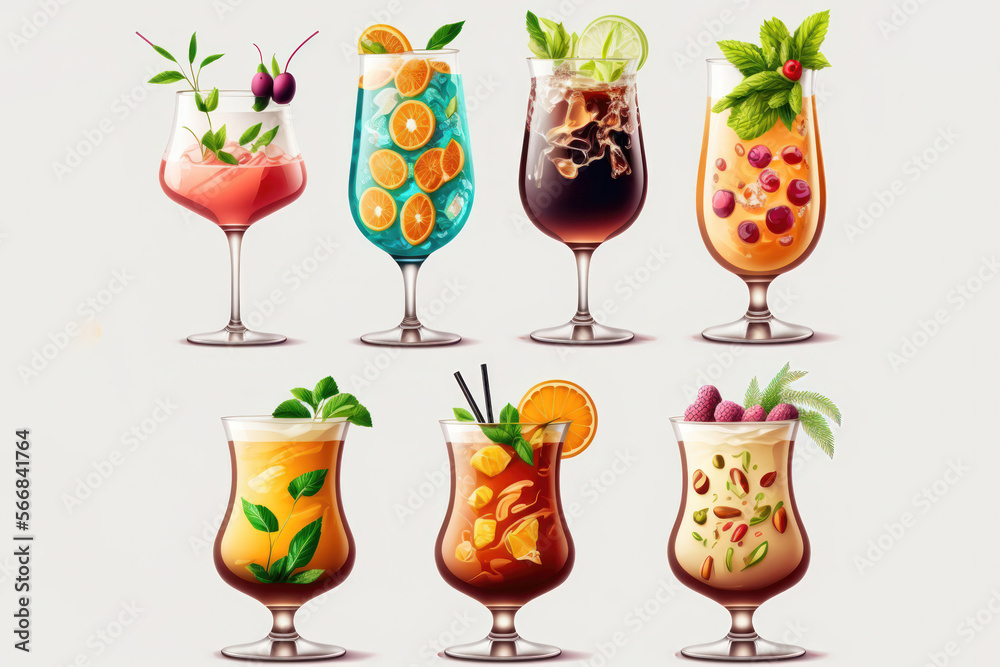 Sipping Sensations: An Illustration Set of Drinks and Cocktails ...