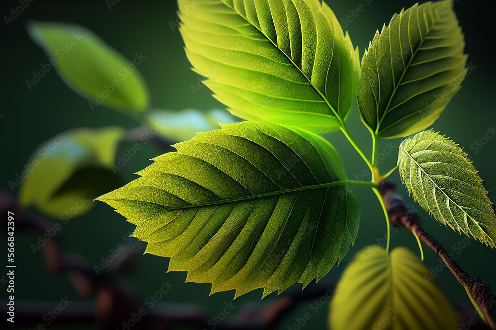 Beautiful fly green leaves depth of field background created with ...