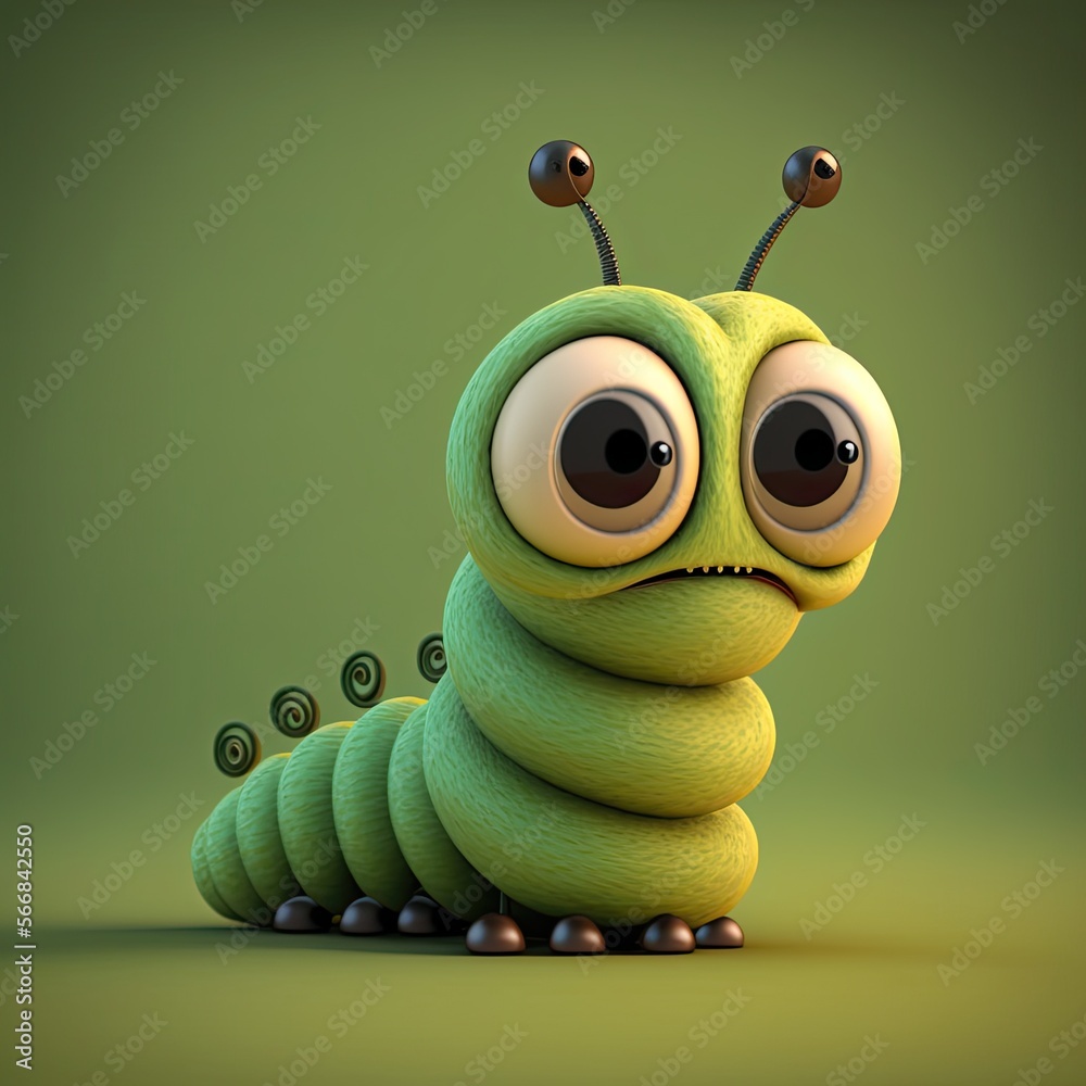 Cute Cartoon Caterpillar Character (Generative AI) Stock Illustration ...