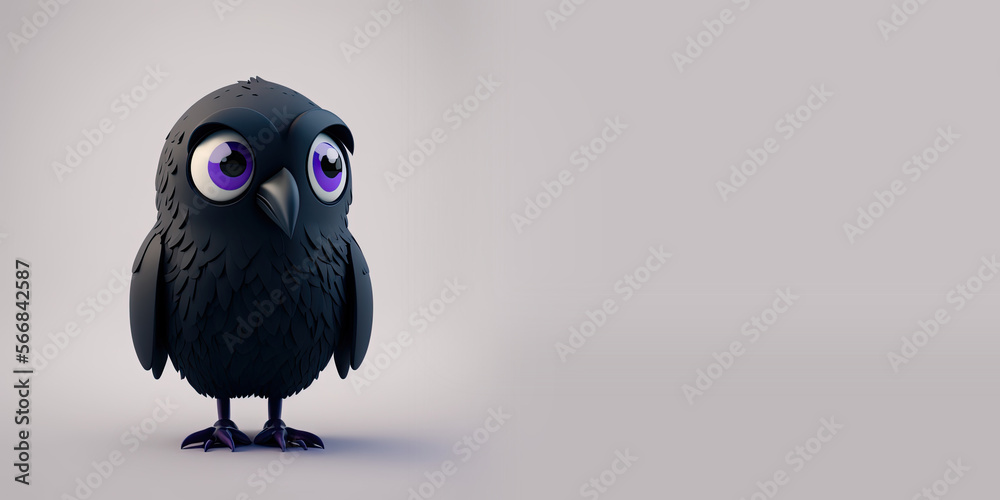 Cute Cartoon Raven Character with Room for Copy (Generative AI) Stock ...