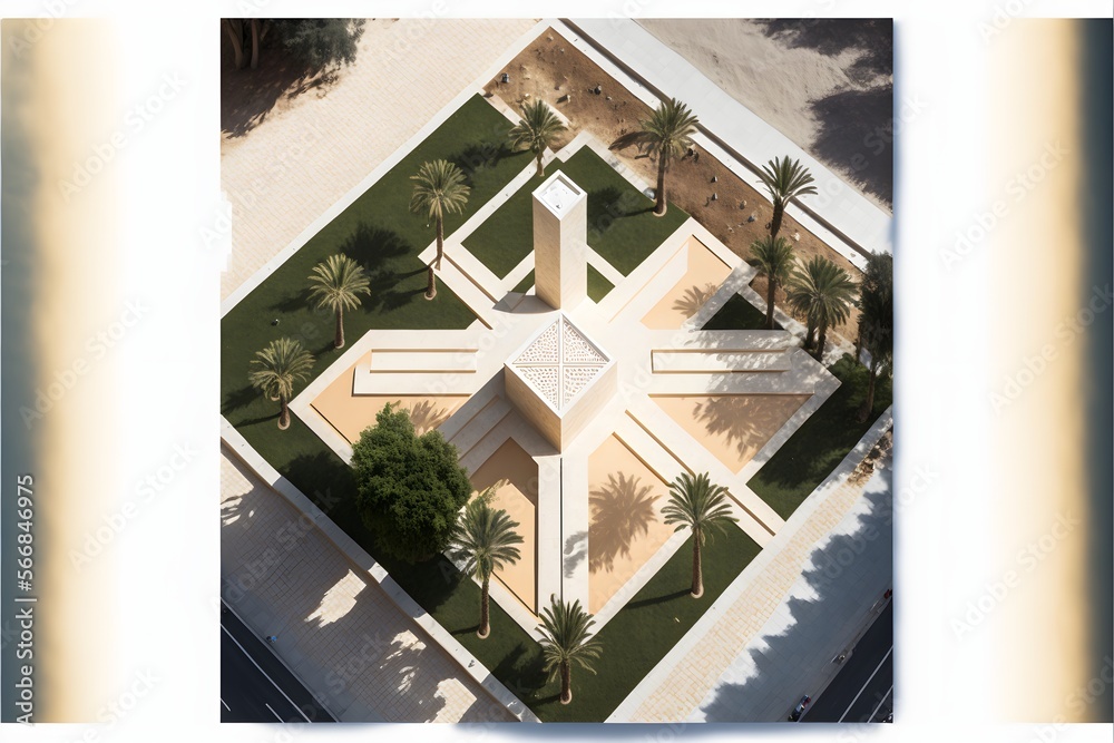 aerial view of a mosque Kodak Gold 200 Volumetric minimalist style ...